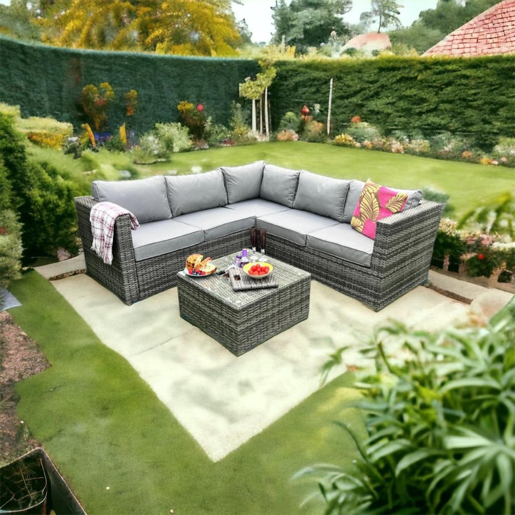 Georgia Corner Group Sofa Set with Ice Bucket in Grey – Kubek Furniture