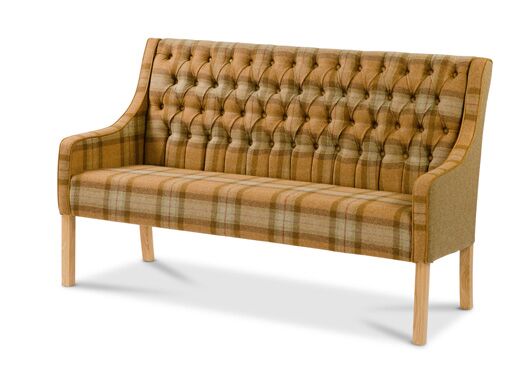 Simpson Bench in Skye Sage with Traditional Camel – Kubek Furniture